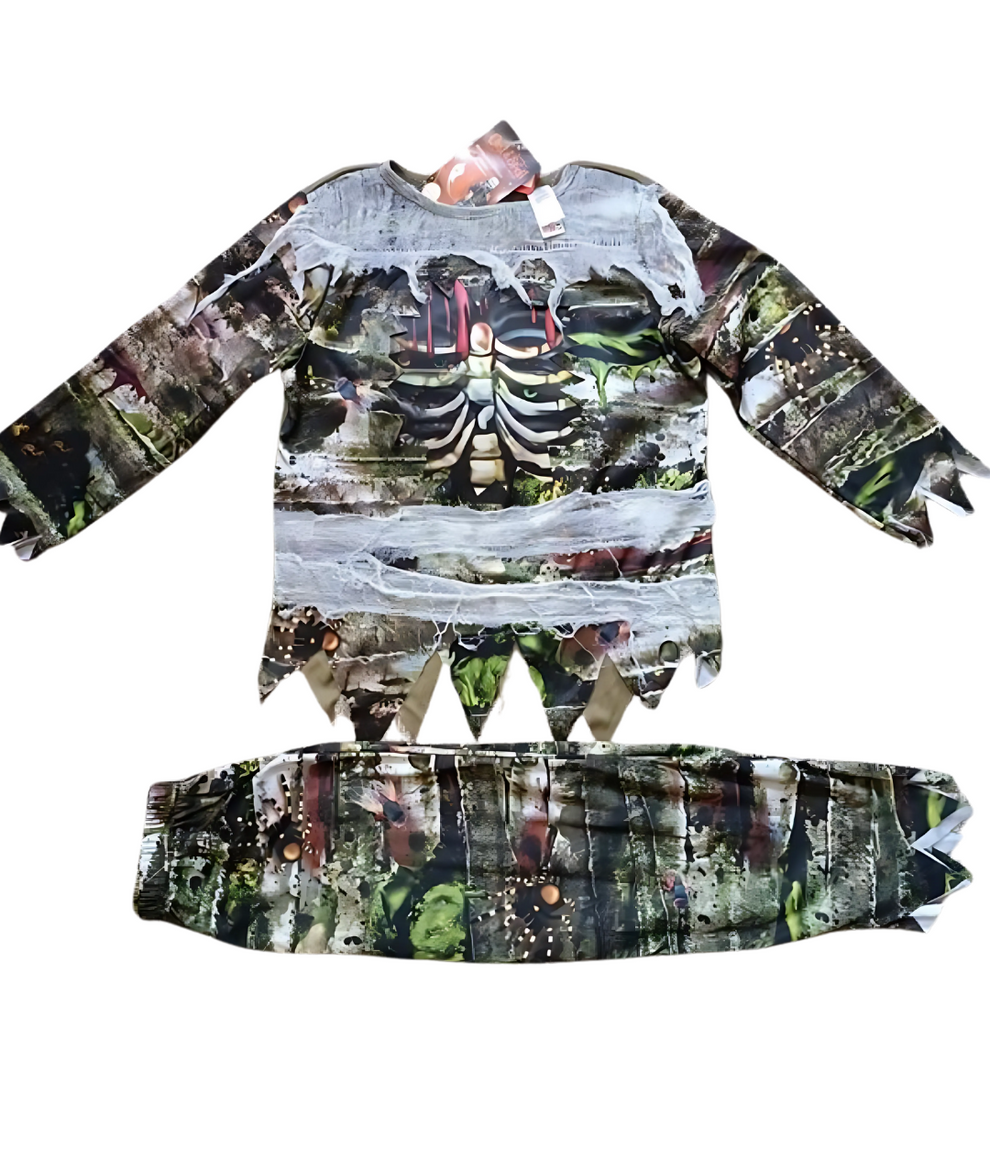 Kids Skeleton Zombie Costume Mask Boys Girls Halloween Fancy Dress Out ...