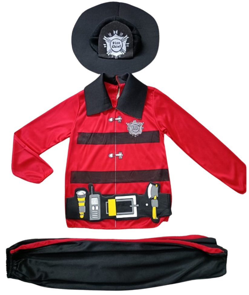 Fireman Costume For Kids Career Red Costume Cosplay for Kids – FANTASIA ...