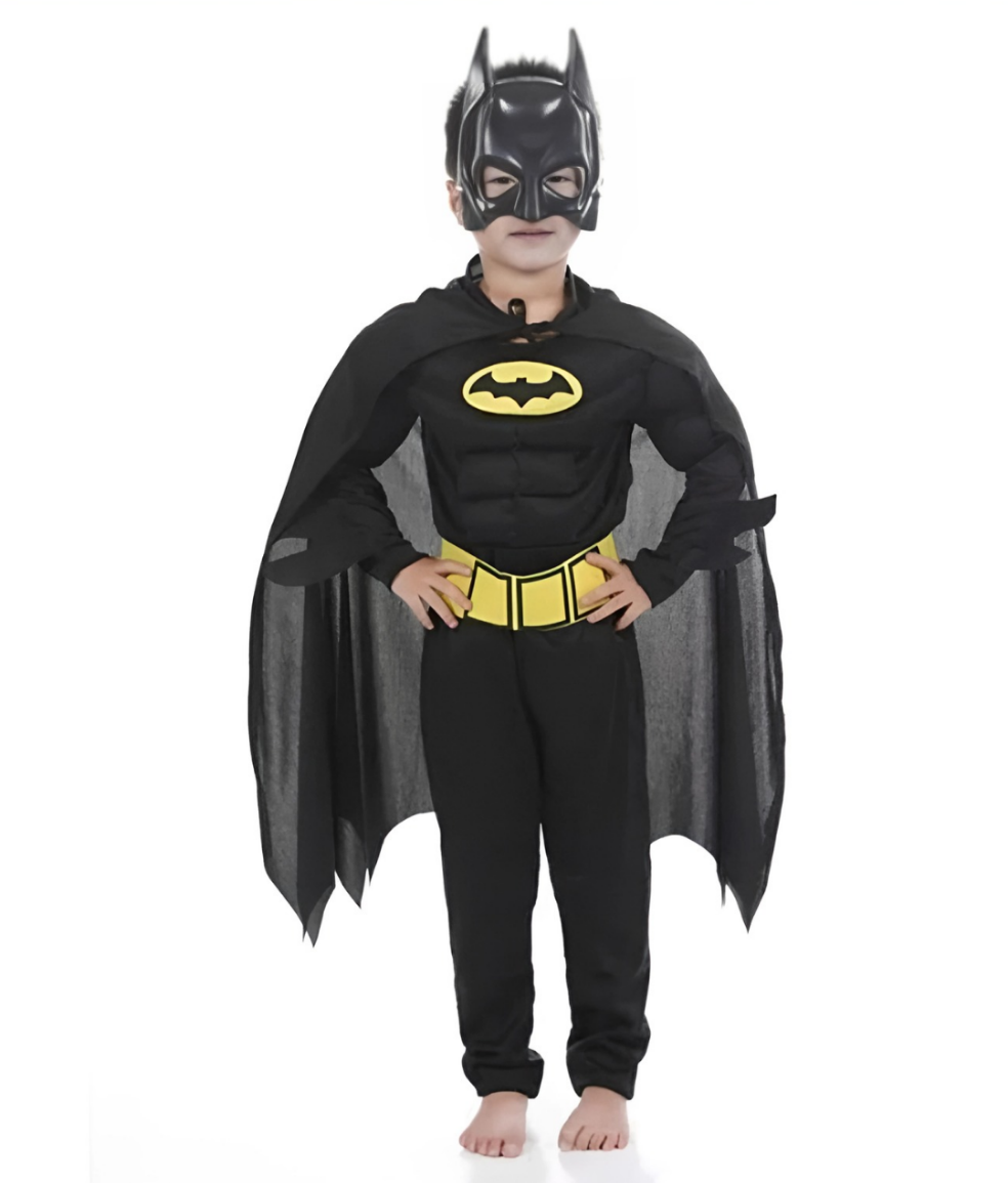 Cosplay The Batman Kids Mask Jumpsuit with muscle Cape Halloween Carni ...